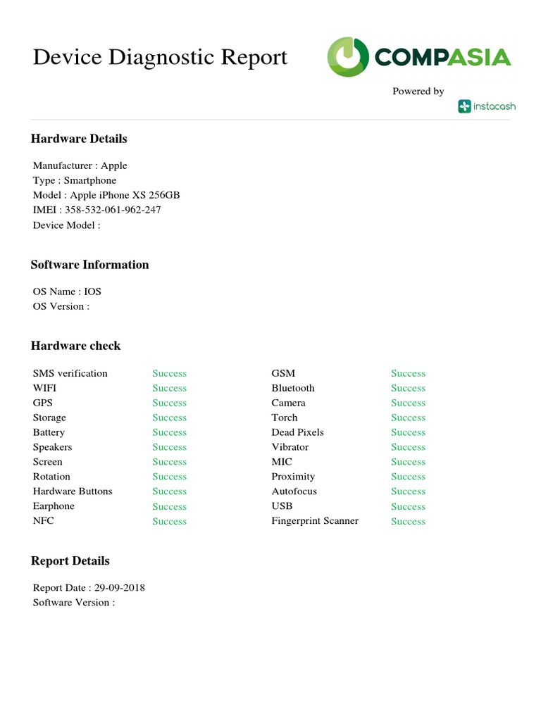 Device Diagnostic Report: Hardware Details | PDF