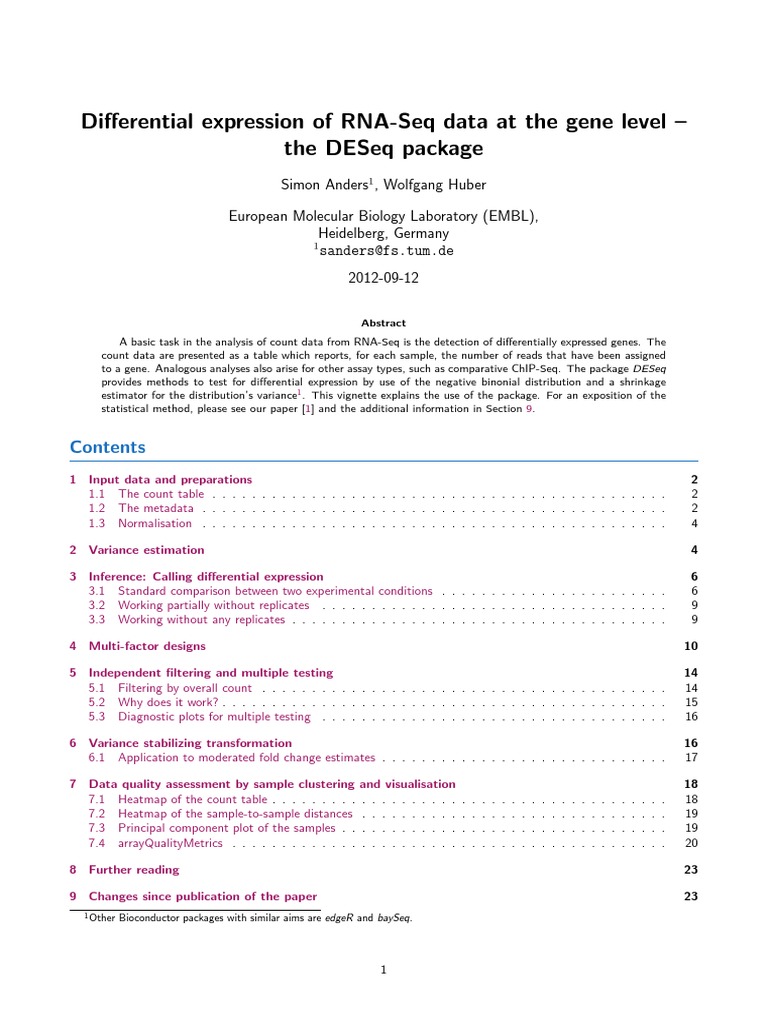 Analysis of differential gene expression from RNA-Seq data using the ...