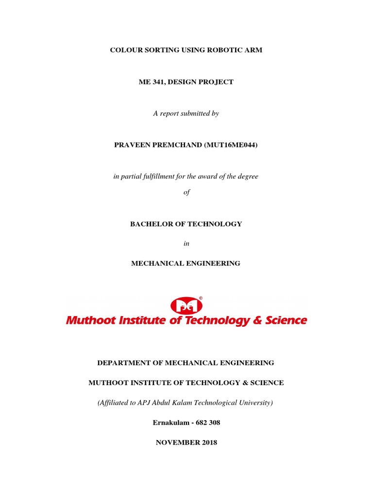 Color Sorting Robotic Arm | PDF | Robotics | Servomechanism