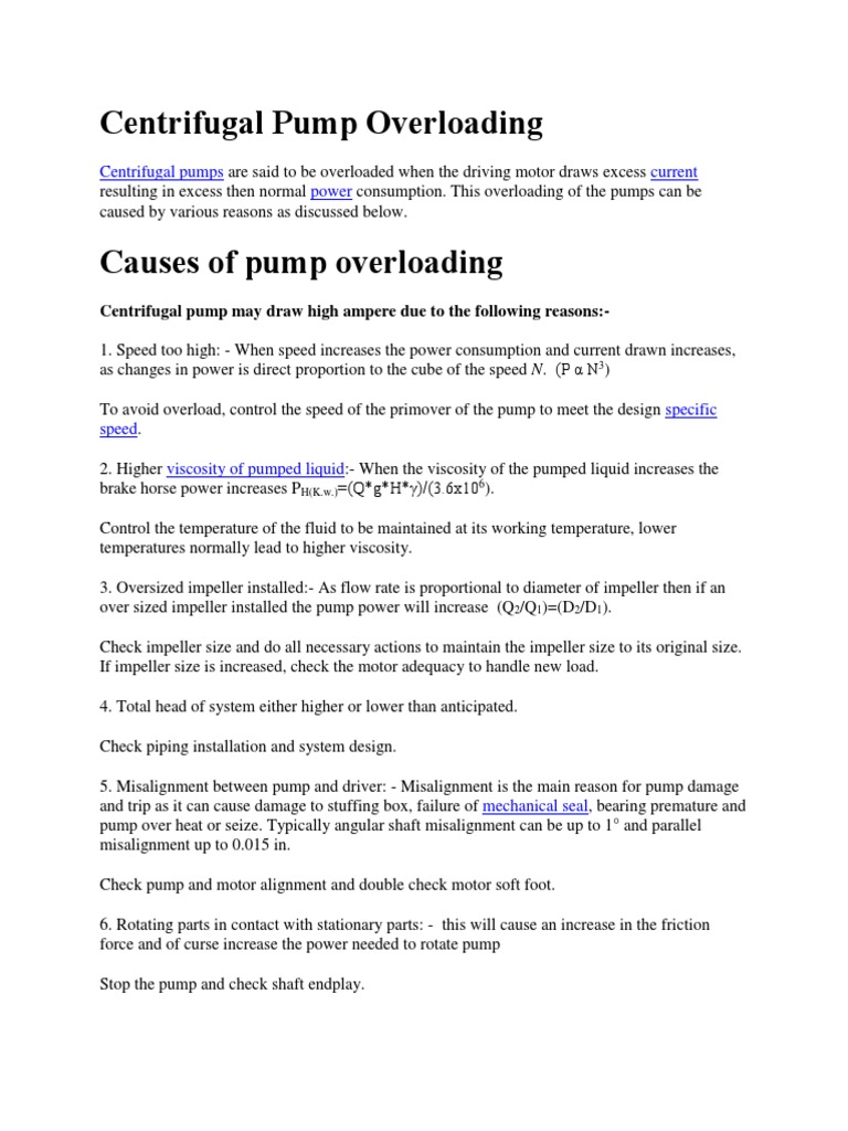 Centrifugal Pump Overloading | PDF | Bearing (Mechanical) | Pump