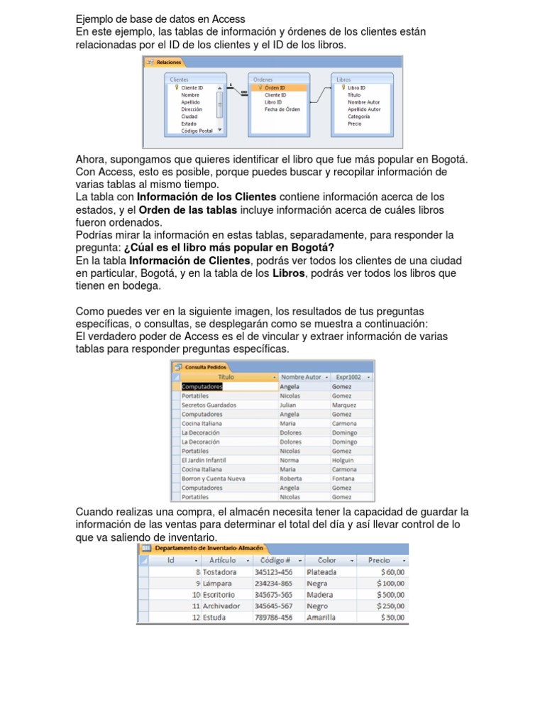 Ejemplo de base de datos en Access | PDF | acceso Microsoft | Información