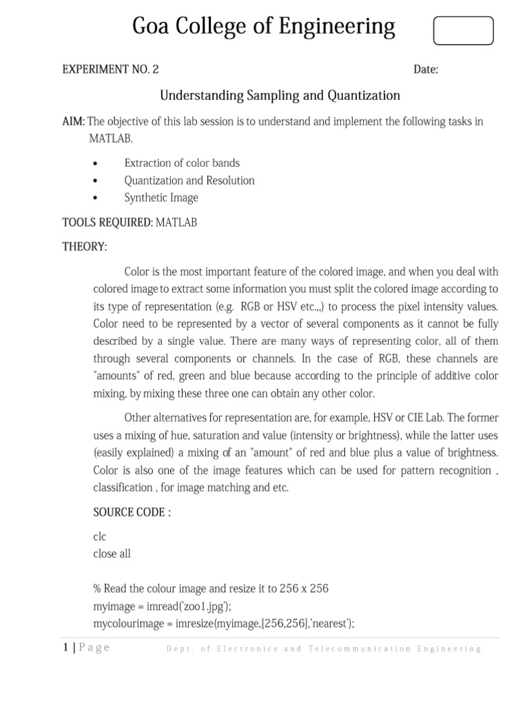 Expt 2 Sampling and Quantization | PDF