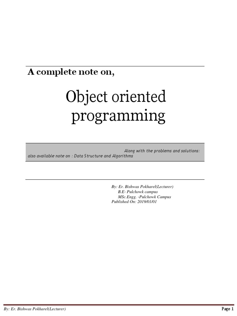 A Complete Note On Oop C Pdf Subroutine Parameter Computer Programming 