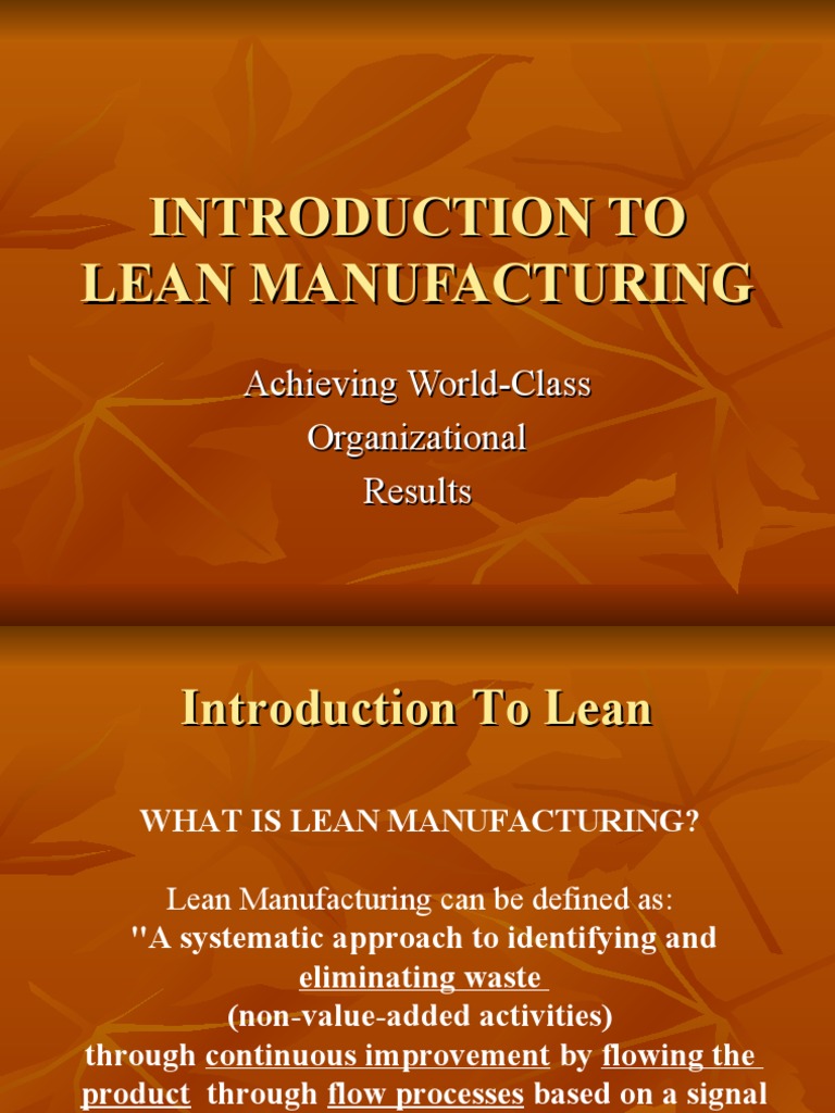 Introduction To Lean Manufacturing | PDF | Lean Manufacturing | Inventory