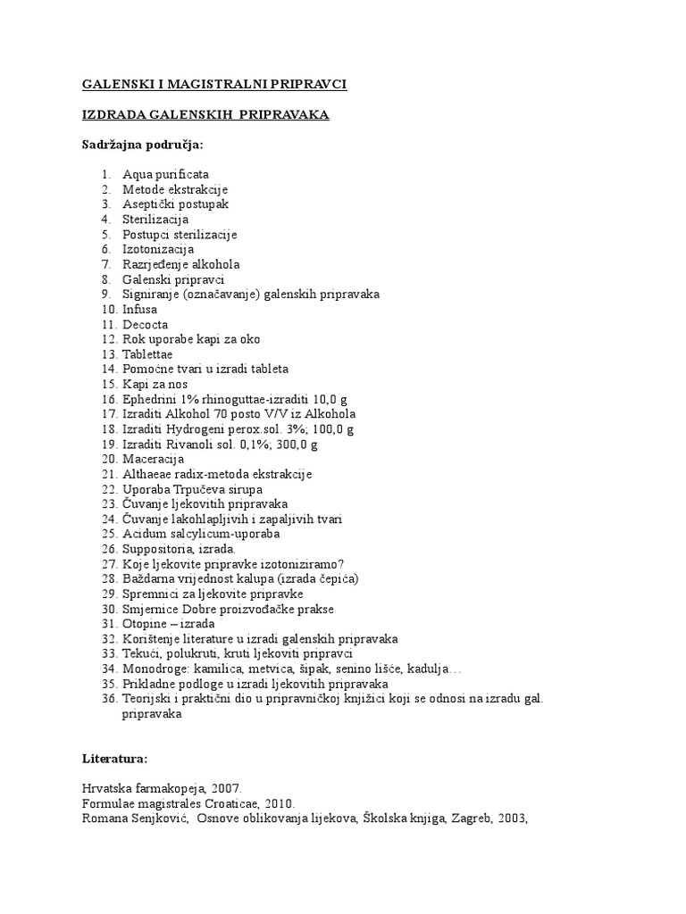 Galenski I Magistralni Pripravci | PDF