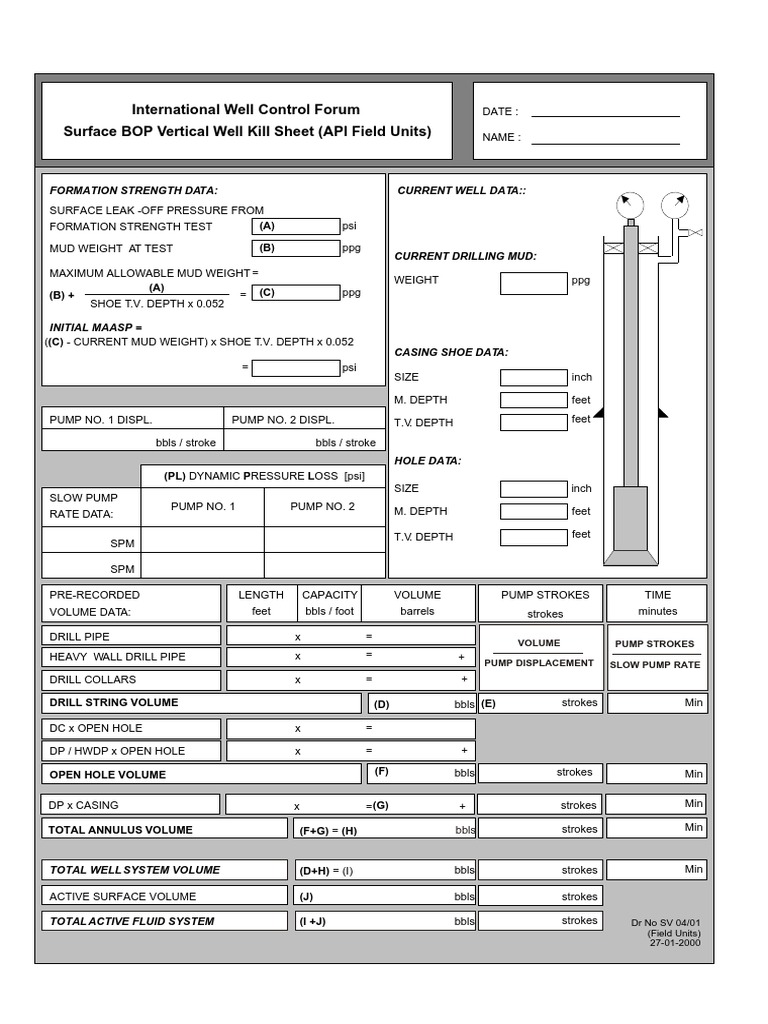 14b-Kill Sheet Preparation | PDF | Casing (Borehole) | Gases