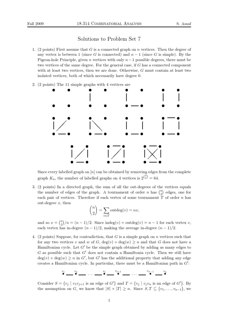 Solutions To Problem Set 7 | PDF | Vertex (Graph Theory) | Discrete Mathematics