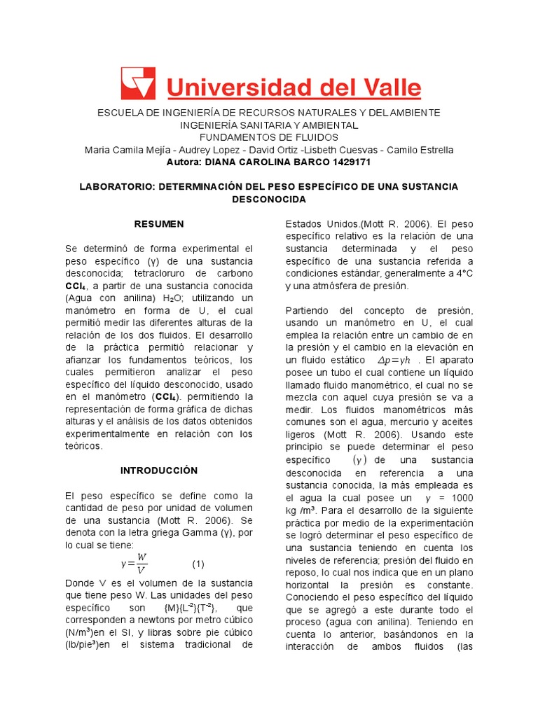 Laboratorio Fluidos - Manometria | PDF | Medida de presión | Densidad