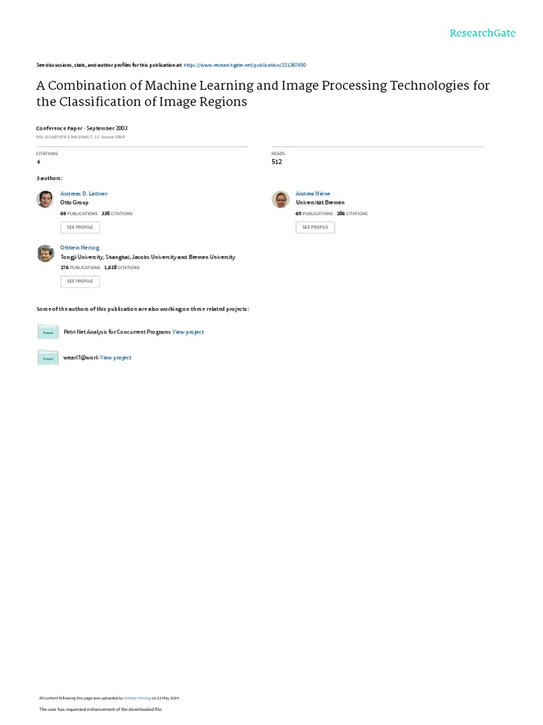 A Combination of Machine Learning and Image Proces | PDF | Teaching ...