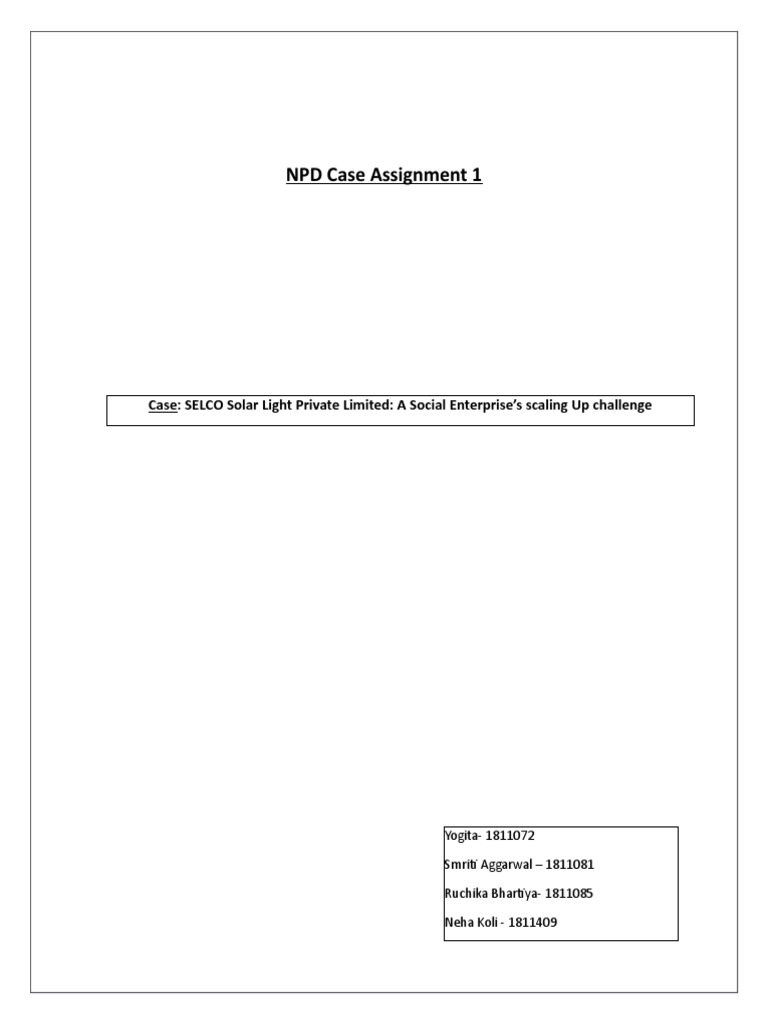 NPD Case Assignment 1 | PDF | Banks | Entrepreneurship