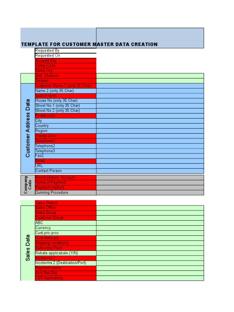 Customer Code Creation Form | PDF