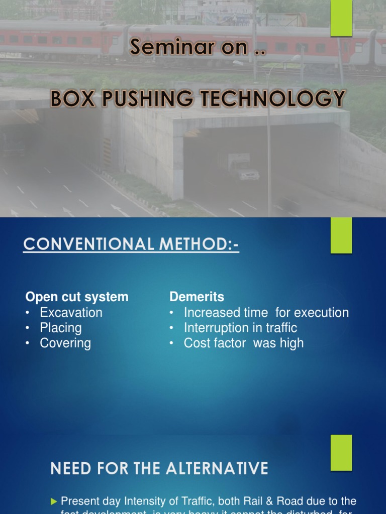Box Pushing Technology Presentation | PDF | Precast Concrete | Tunnel