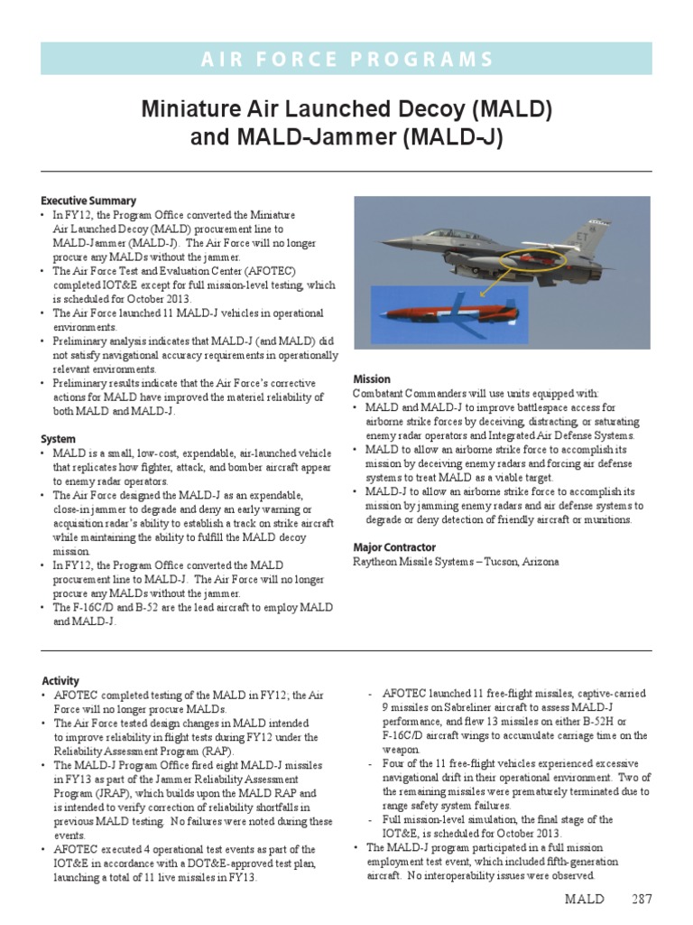 Miniature Air Launched Decoy (MALD) and MALD-Jammer (MALD-J) | PDF ...