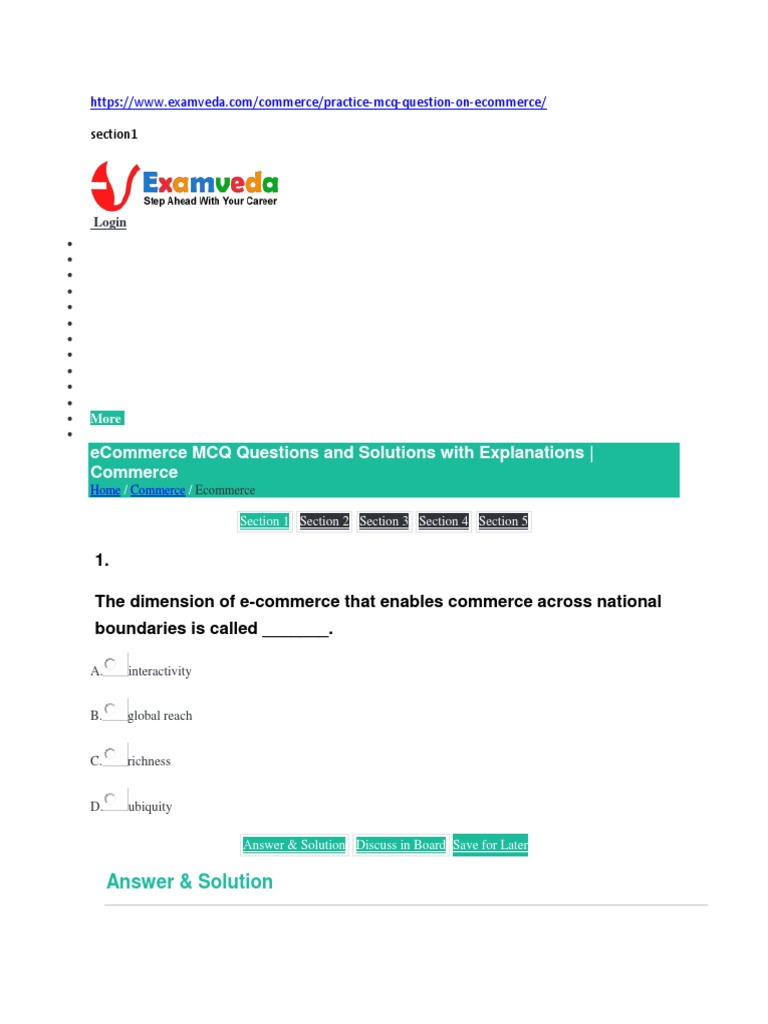 E Commerce Mcqs | PDF | Internet Protocol Suite | Subscription Business ...