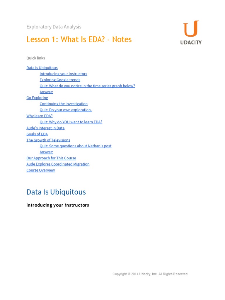 What Is EDA - Notes | PDF | Data Analysis | Statistics