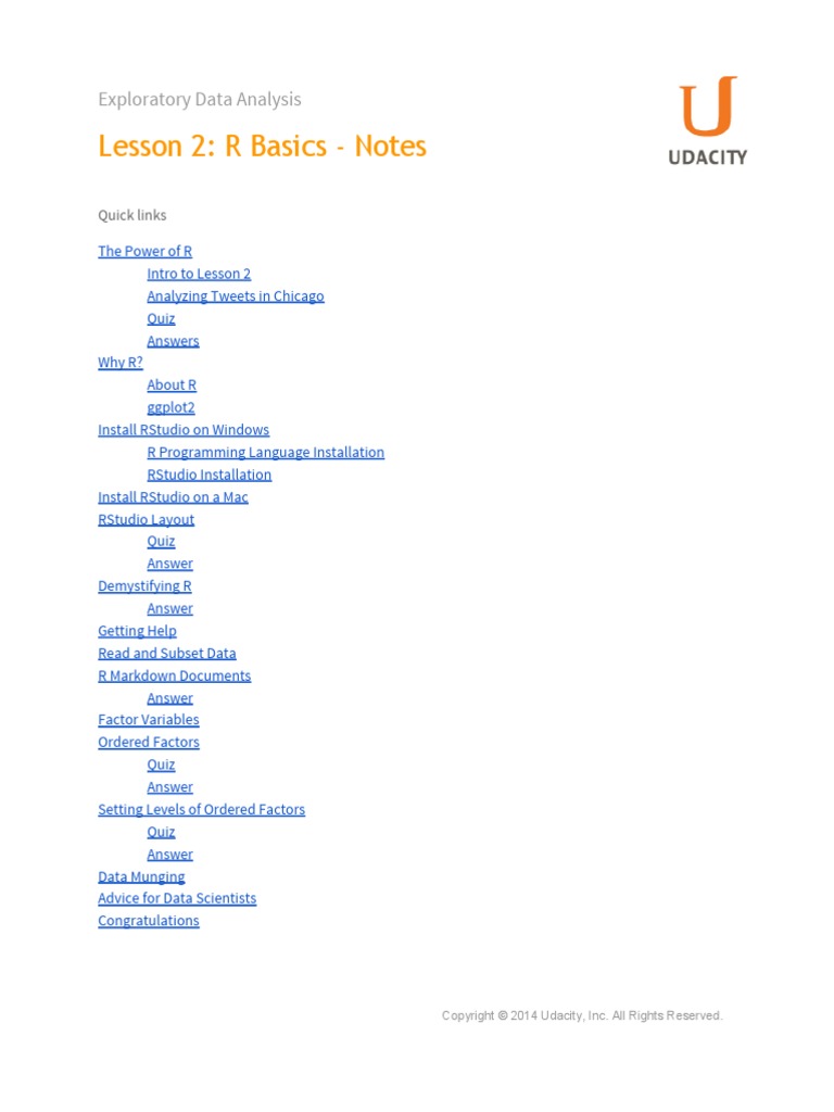 Lesson 2: R Basics - Notes: Exploratory Data Analysis | Download Free ...