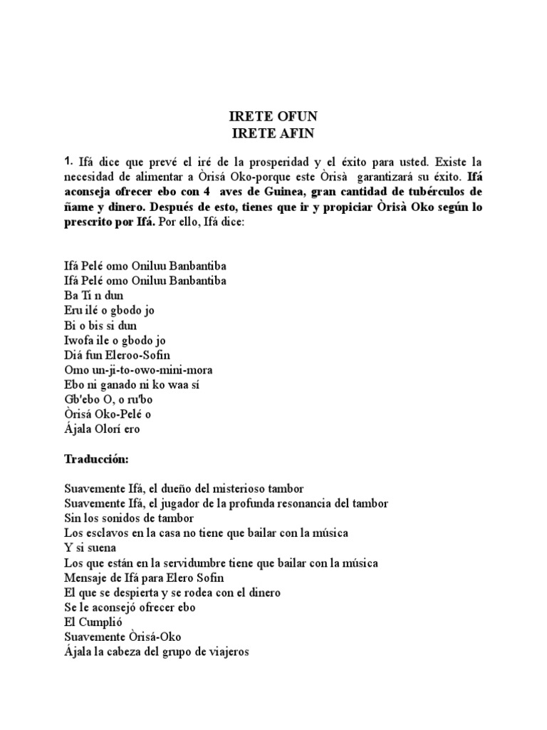 Irete Ofun | PDF | Santeria | Religión y creencia
