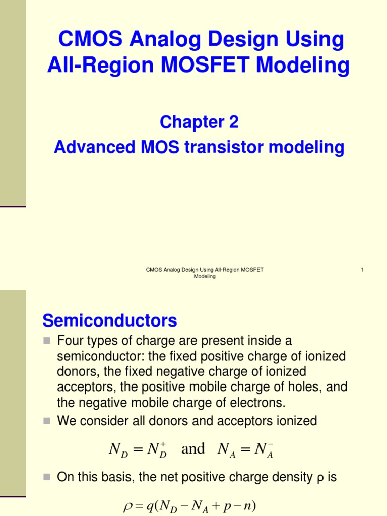 Cmos Analog Design Using All Region Mosfet Modeling Advanced Mos