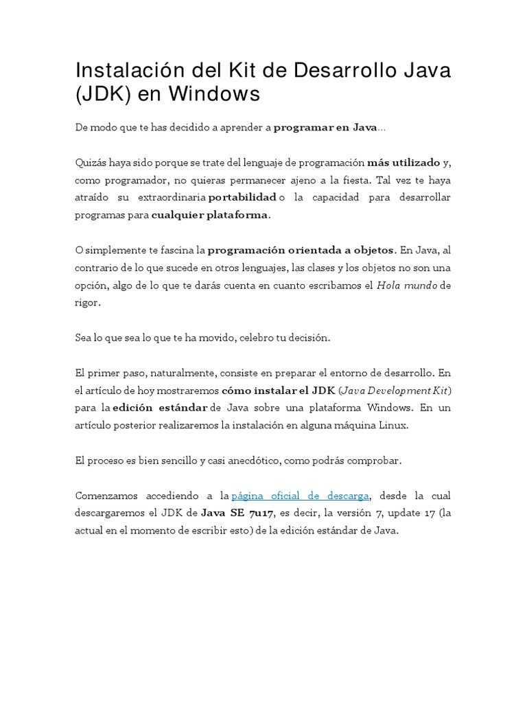 Instalación Del Kit de Desarrollo Java PDF | PDF | máquina virtual de ...