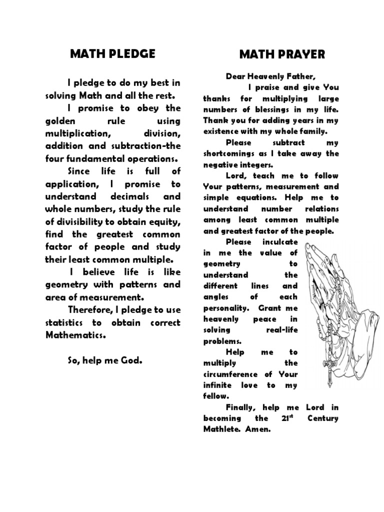 Math Pledge & Prayer | PDF