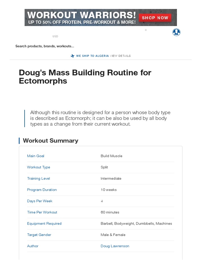 Doug's Mass Building Routine For Ectomorphs - Muscle & Strength | PDF ...