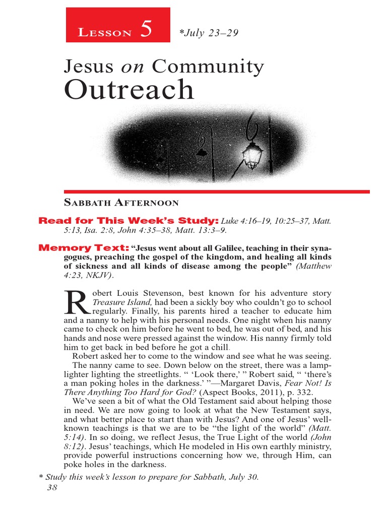 Outreach: Jesus On Community | PDF | Ministry Of Jesus | Harvest