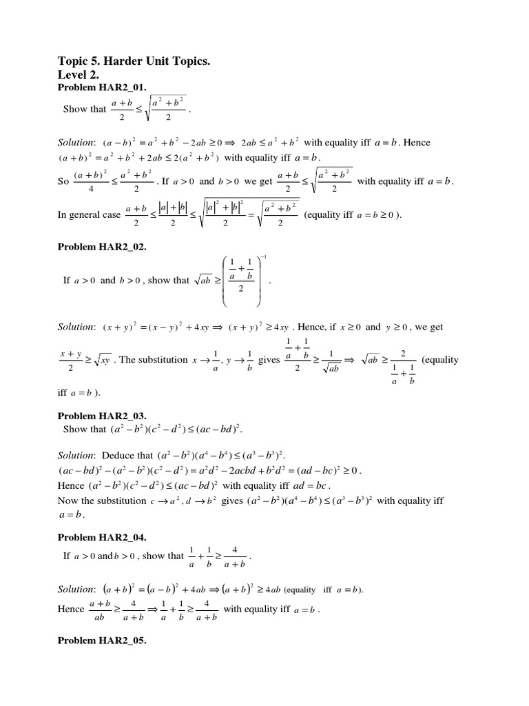 Harder 3u Level 2 | PDF | Teaching Mathematics | Mathematical Analysis