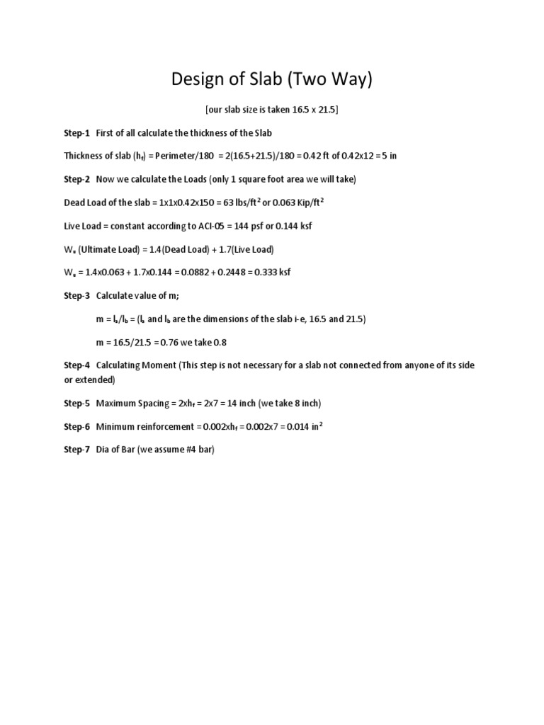 Two-Way Slab Design Calculations | PDF