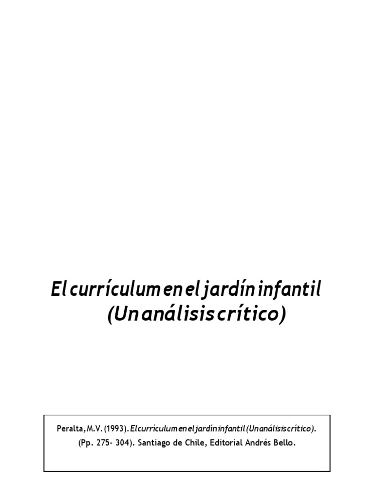 El Currículum en El Jardín Infantil | PDF