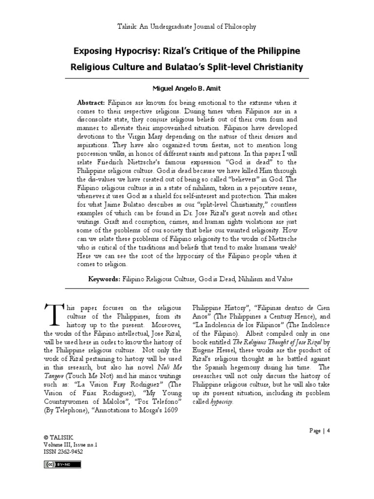 Exposing Hypocrisy: Rizal's Critique of The Philippine Religious ...