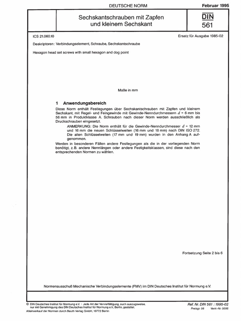 Din 561 1995-02 PDF | PDF