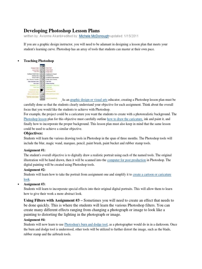 Developing Photoshop Lesson Plans | PDF | Adobe Photoshop | Lesson Plan