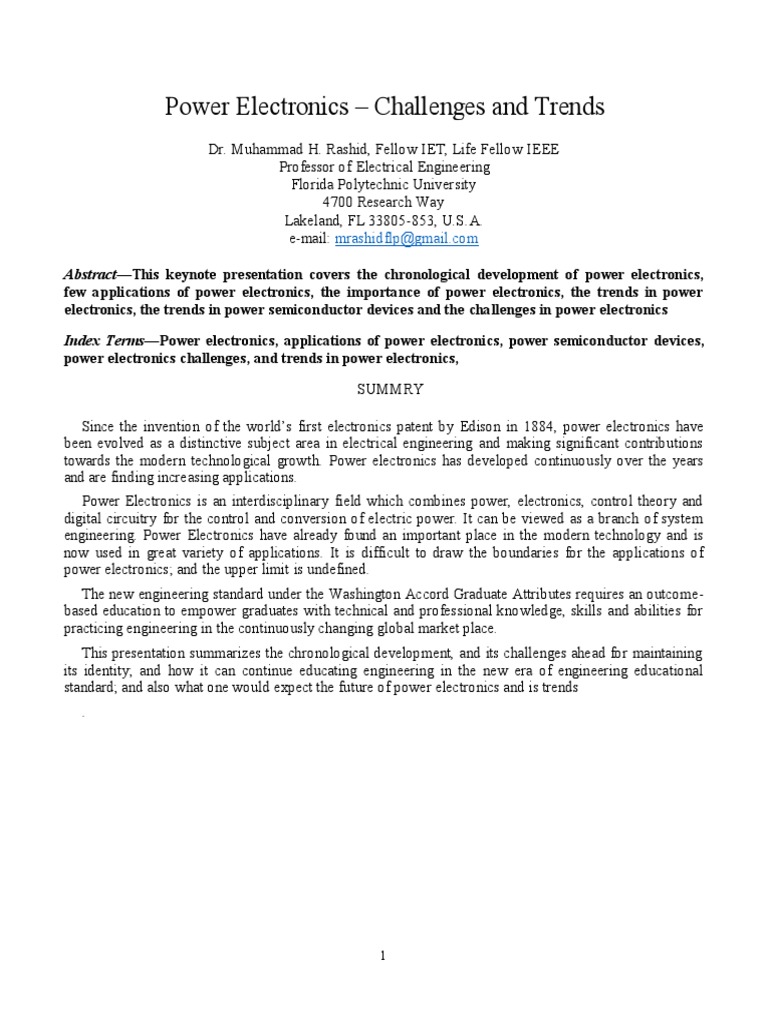 Power Electronics - Challenges and Trends | PDF