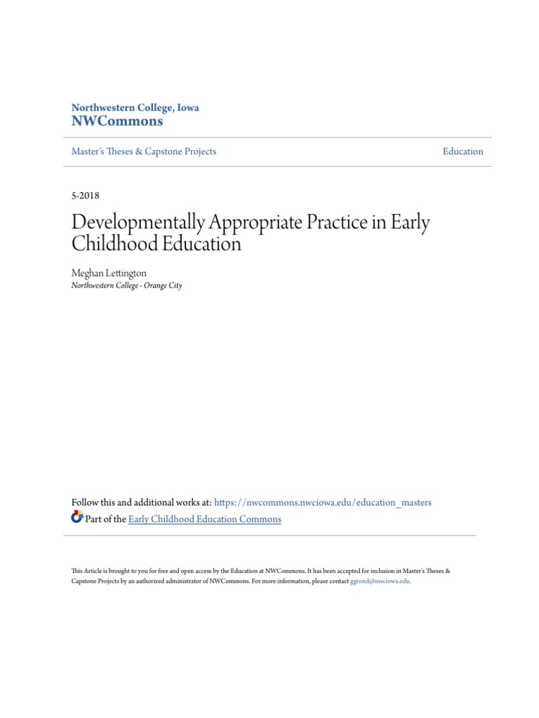 Developmentally Appropriate Practice in Early Childhood Education | PDF ...