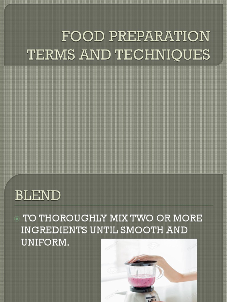 Grade 7 Food Preparation Terms and Techniques | PDF | Cooking, Food ...