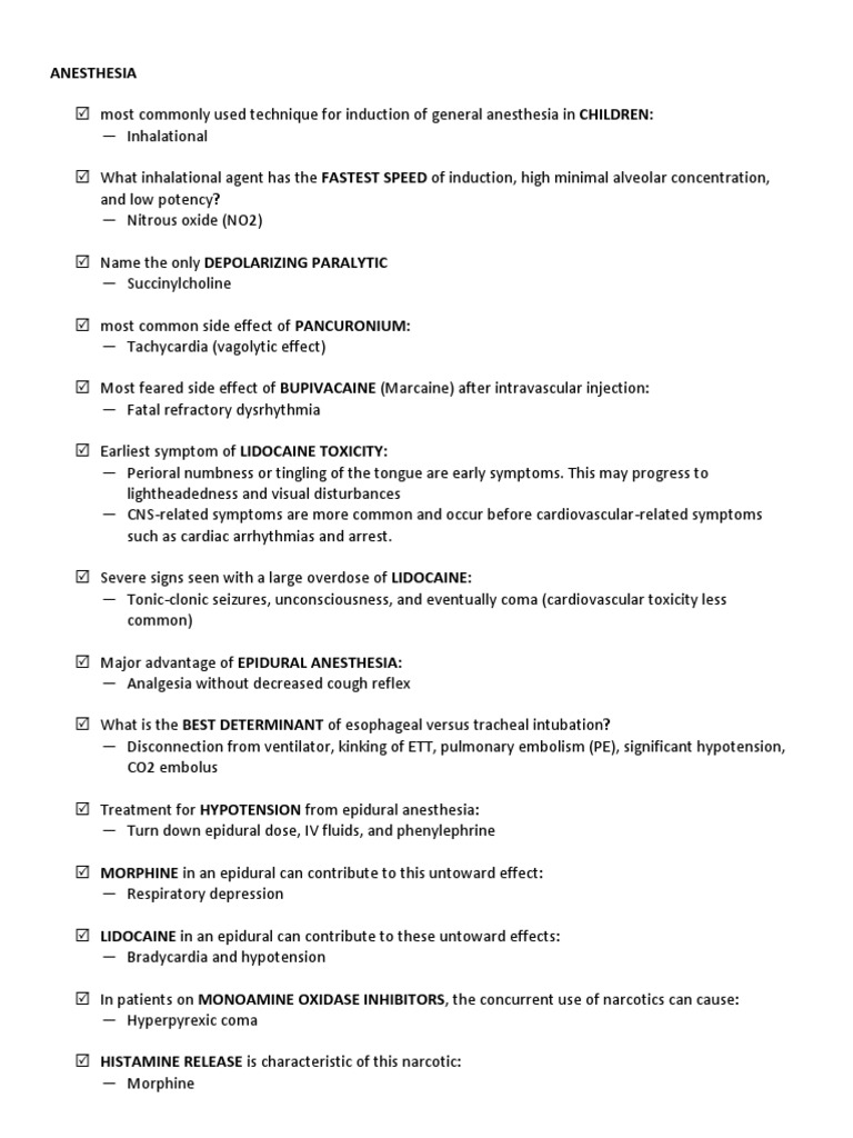 Anesthesia MCQ | PDF | Anesthesia | Pharmacology