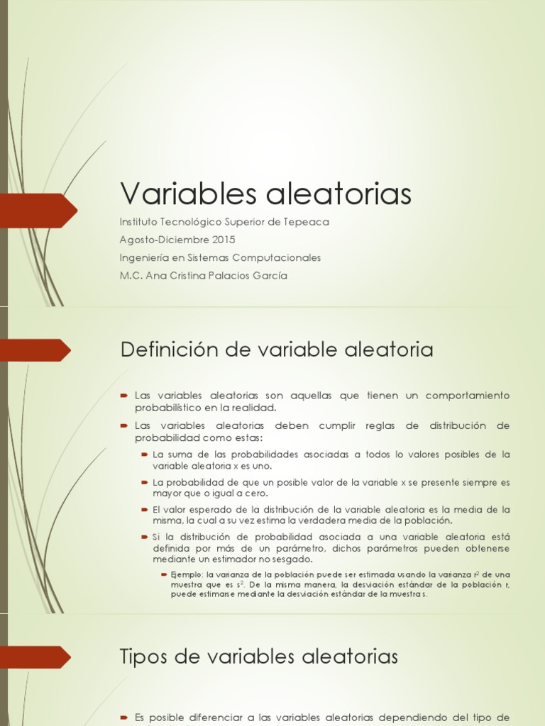 Variables Aleatorias | PDF | Variable aleatoria | Distribución de ...