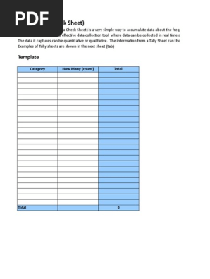 Excel Tally Sheet Template
