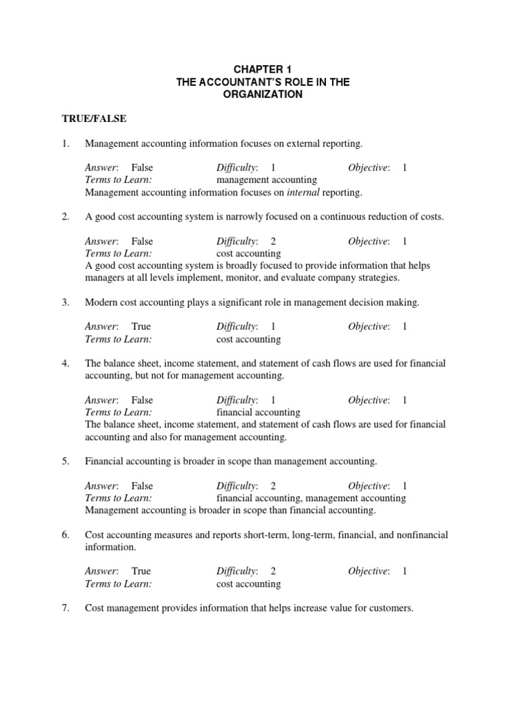 Chapter 1 | PDF | Strategic Management | Management Accounting