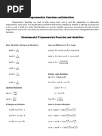 Trigonometry Identities - Formula - Sheet - Mathletics | PDF