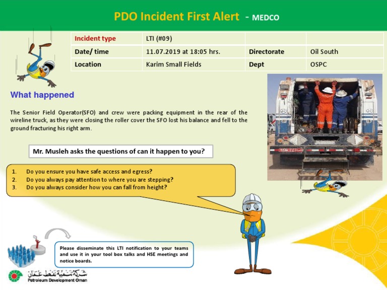 PDO Incident First Alert: Main Contractor Name - LTI# - Date of ...