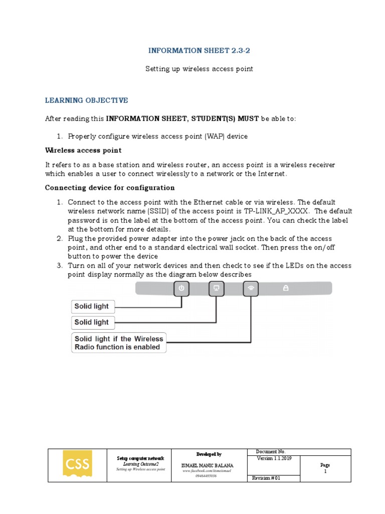 Information Sheet 2.3-2: Information Sheet, Student (S) Must Be Able To ...
