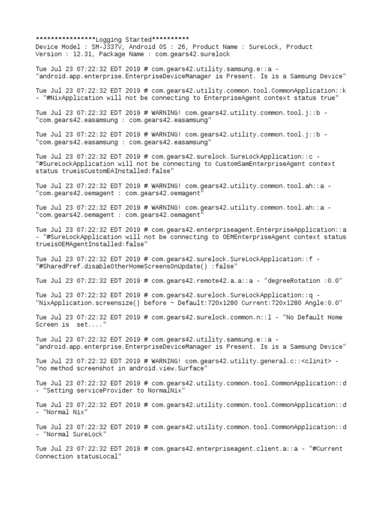 SureLock (12.31) LOG | PDF | Java (Programming Language) | Smartphone