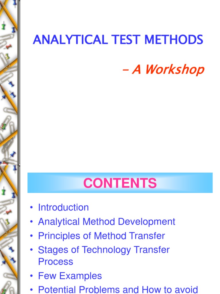 Analytical Test Methods: - A Workshop | PDF | Drug Development ...
