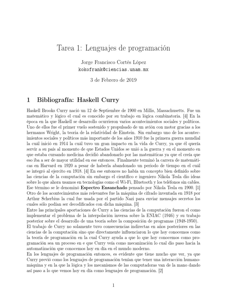 Biografía Haskell Curry | PDF | Paradigmas de programación | Lenguaje ...