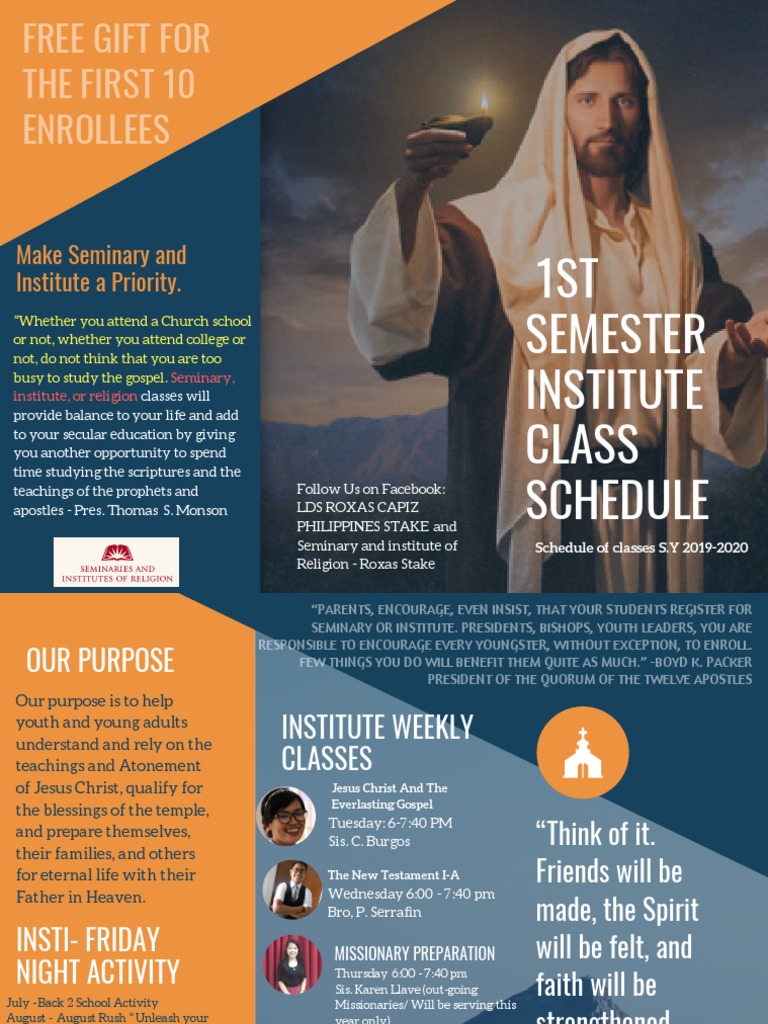 2nd Semester Institute Class Schedule 2 | PDF | Missionary (Lds Church ...