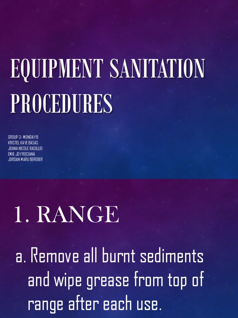 Equipment Sanitation Procedure | PDF