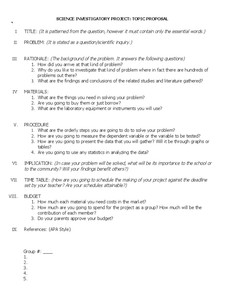 Science Investigatory Project: Topic Proposal | PDF