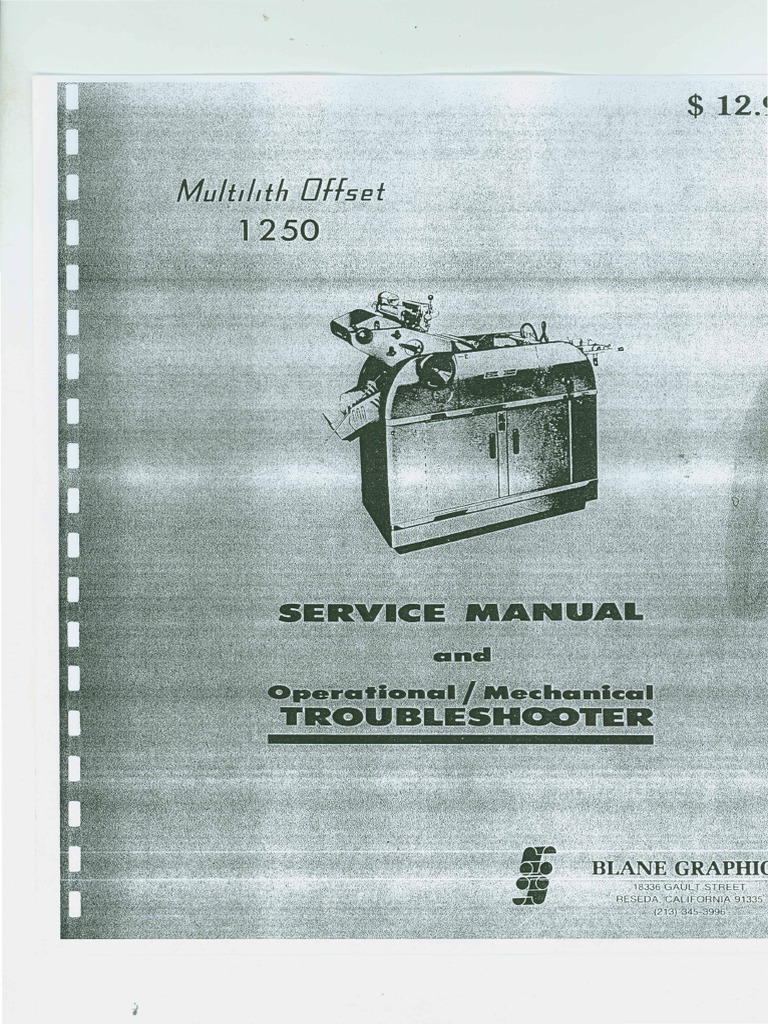 Multilith 1250 Service Manual | PDF