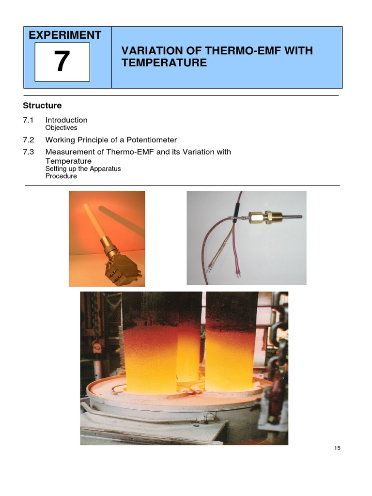 Experiment Variation of Thermo-Emf With Temperature: Structure | PDF ...